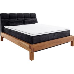 Boxspringbett Home Affaire, B:179cm L:231cm, schwarz, Polyester, Komplettbetten, "Villads", Liegefl&auml;che: 160/200 cm aus Balkeneiche,