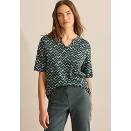 Cecil Damen Print-Shirt, gr&uuml;n, Gr. XS, bedruckt, Web, 50% Modal, 50% Baumwolle, Shirts, im soften Baumwoll-Mix
