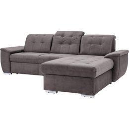 Ecksofa, B:277cm H:92cm T:206cm, grau, exxpo - SOFA FASHION, Wohnzimmer, Sofas, "Derby Inkl. Kopfteilverstellung, wahlw. Bett & Bettkasten, L-Form",