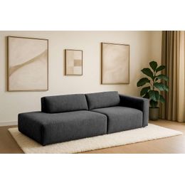 2-Sitzer Home Affaire, B:227cm H:71cm T:96cm, grau, 100% Polyester, Sofas, "Noord mit Kedernaht, Breite 227 cm", Cord, Struktur, Webstoff, mit