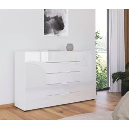 Schubkastenkommode Rauch, B:160cm H:99cm T:42cm, wei&szlig;, Holzwerkstoff, Sideboards, "Kommode T&uuml;rkommode Sideboard Kombikommode FLIPP mit Glasfront",