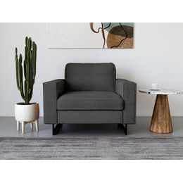 Loveseat Home Affaire, B:105cm H:85cm T:97cm, schwarz, 90% Polyester, 10% Nylon, Sessel, "Pinto 105 cm, Cord, Chenille, Lederoptik", mit Keder,