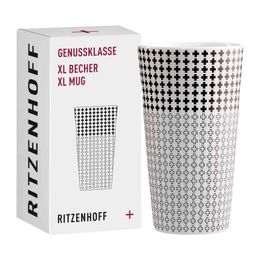 Ritzenhoff Becher "Kaffeebecher XL Genussklasse 525 ml schwarz-weiß", schwarz-weiß, Trinkgefäße