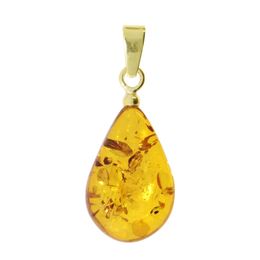 OSTSEE-SCHMUCK Damen Kettenanh&auml;nger "- Tropfen flach, ca. 17 mm lang - Gold 333/000 - Bernstein -", Bernstein, gold, Bernstein, Schmuckanh&auml;nger