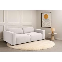3-Sitzer Home Affaire, B:232cm H:71cm T:96cm, beige, 100% Polyester, Sofas, "Noord mit Kedernaht, Breite 232 cm", Cord, Struktur, Webstoff, mit
