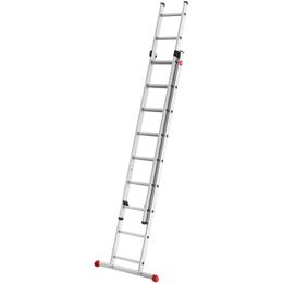Hailo Anlegeleiter "S80 ProfiStep duo", B/H/L: 41cm x 255cm x 14cm, grau, Leitern, Aluminium-Schiebeleiter 2-teilig 2x9 Sprossen