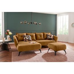 Ecksofa Inosign, B:277cm H:80cm T:162cm, gelb, Wohnzimmer, Sofas, "Baggio romantische Polsterecke, bequem, Breite 277cm, L-Form", Zierkissen inklusive