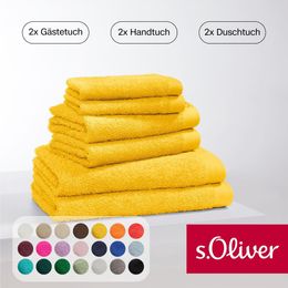Handtuch Set s.Oliver, gelb, Walkfrottier, Obermaterial: 100% Baumwolle, Handtuch-Sets, "s.Oliver, Premium Qualit&auml;t, 600 gr/m&sup2;", 2 G&auml;stet&uuml;cher 30x50,