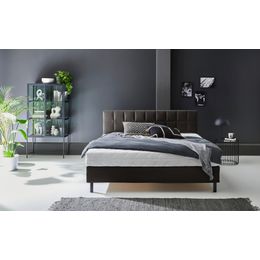 Boxbett, B:162cm L:210cm, grau, ATLANTIC HOME COLLECTION, Komplettbetten, "Nikola", Massivholzf&uuml;&szlig;en, mit / ohne Matratze, in H2 und H3 erh&auml;ltlich