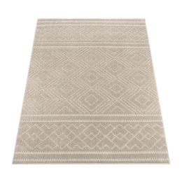 Teppich Paco Home, B:60cm H:10mm L:100cm, beige, Polypropylen (PP), Wohnzimmer, Teppiche, "Stilo 866", Hoch-Tief Effekt, Rauten, auch als L&auml;ufer, In-