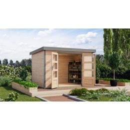 Gartenhaus Karibu, beige, Massivholz, Stahl, Gartenh&auml;user, "Jupiter 4 A", in verschiedenen Farben