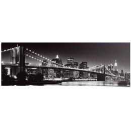 Poster Reinders, B:158cm H:53cm, schwarz, Papier, Bilder, "New York Brooklyn Bridge"
