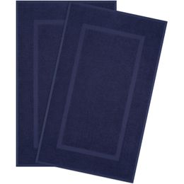 Badematte HAMMETEX, H:5mm, blau, Baumwolle, Badematten, "Hotelmatte, Duschvorleger", 2-teiliges Set, einfarbig, 100% Baumwolle