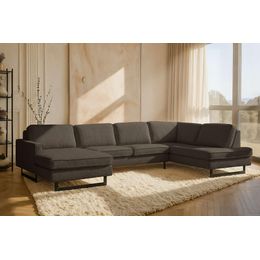 Wohnlandschaft Home Affaire, B:350cm H:85cm T:206cmbraun, 100% Polyester, Sofas, "Pinto, 350 cm, U-Form, XXL, mit Ottomanen", Cord, Chenille,