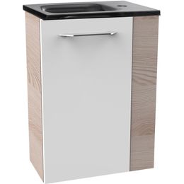 Waschtisch Fackelmann, B:45cm H:61,5cm T:25cm, braun, Glas, Holzwerkstoff, Badezimmer, Waschtische, "SBC", bestehend aus Becken und Unterbau, Breite