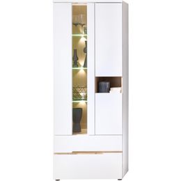Vitrine Innostyle, B:75cm H:197cm T:47cm, weiß, FSC-zertifizierter Holzwerkstoff, MDF, Wohnzimmer, Schränke, "Memphis Vitrine, 110x40x65cm (B/H/T)"