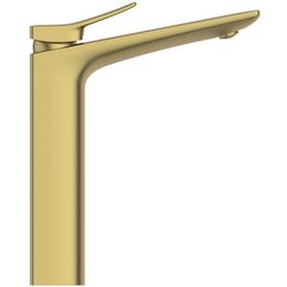 Ideal Standard Conca Waschtischarmatur BC758A2 mit verl&auml;ngertem Sockel, ohne Ablaufgarnitur, Ausladung 150mm, Brushed Gold