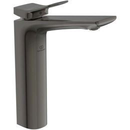 Ideal Standard Conca Waschtischarmatur BC758A5 mit verl&auml;ngertem Sockel, ohne Ablaufgarnitur, Ausladung 150mm, Magnetic Gry