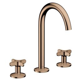 Hansgrohe AXOR One 3-Loch Waschtischarmatur 170 48040300 Ausladung 140mm, mit Push-Open-Ablaufgarnitur, mit Kreuzgriff, polished red gold