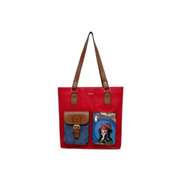 DOGO Damen Umhängetasche "Multi Pocket Bag Shopper-Tasche Bring Your Colours To Life Damen", rot, Lacklederimitat, Taschen, Handgefertigt