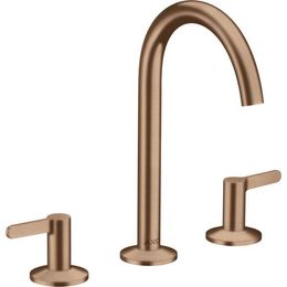 Hansgrohe Axor One 3-Loch-Waschtisch-Armatur 48050310 Ausladung 140mm, mit Push-Open-Ablaufgarnitur, brushed red gold