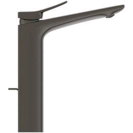 Ideal Standard Conca Waschtischarmatur BC757A5 mit verl&auml;ngertem Sockel und Ablaufgarnitur, Ausladung 150mm, Magnetic Gry