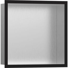 Hansgrohe XtraStoris Wandnische 56097670 30x30x10cm, mit Designrahmen, Edelstahl geb&uuml;rstet, mattschwarz