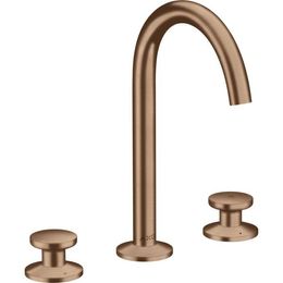 Hansgrohe Axor One 3-Loch-Waschtischarmatur 48070310 Ausladung 140mm, mit Push-Open-Ablaufgarnitur, brushed red gold