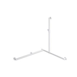 HEWI System 900 Duschhandlauf 900.35M30960VH 1250 x 965 x 1185 mm, Edelstahl pulverbeschichtet wei&szlig; tiefmatt, links