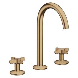 Hansgrohe AXOR One 3-Loch Waschtischarmatur 170 48040140 Ausladung 140mm, mit Push-Open-Ablaufgarnitur, mit Kreuzgriff, brushed bronze