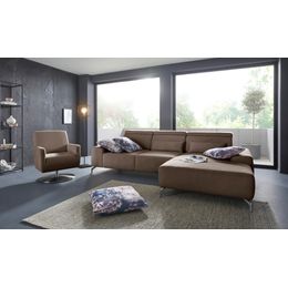 Sit & More Ecksofa SIT & MORE, B:289cm T:178cm, braun, Wohnzimmer, Sofas, "Gizeh L-Form", Fu&szlig;h&ouml;he 15 cm, inklusive Sitztiefenverstellung und Kopfteilverstellung