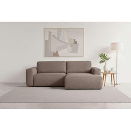 Schlafsofa Home Affaire, B:250cm H:82cm T:143cmbraun, 100% PES, Sofas, "Noord Schlafecksofa, Breite 250 cm", Cord, Struktur, Webstoff, mit