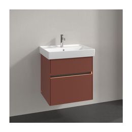 Villeroy & Boch Villeroy und Boch Collaro Waschtischunterschrank C008B0AH 55,4x54,6x44,4cm, Waschbecken mittig, LED-Beleuchtung, wine red