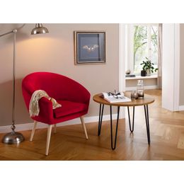 Couchtisch Inosign, B:70cm H:49cm T:70cm, beige, Wohnzimmer, Tische, "Hairpin", aus massiver Eiche, mit Metallbeinen, Breite 70 cm.