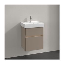 Villeroy & Boch Villeroy und Boch Collaro Waschtischunterschrank C006B0VM 46x54,6x37,4cm, Waschbecken mittig, LED-Beleuchtung, taupe