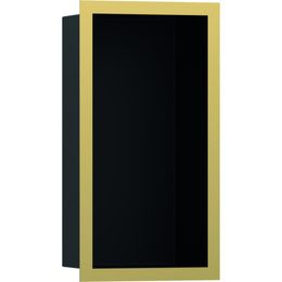 Hansgrohe XtraStoris Wandnische 56095990 30x15x10cm, mit Designrahmen, mattschwarz, polished gold optic