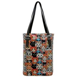 DOGO Damen Umhängetasche "Tall Bag Damen Schultertasche Cat Audience Damen Schultertasche", bunt, Lacklederimitat, Taschen, Handgefertigt