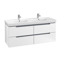 Villeroy & Boch Villeroy & Boch Subway 2.0 Waschtischunterschrank A69900MS, 128,7x52x44,9cm, Weiss Matt, Griff matt