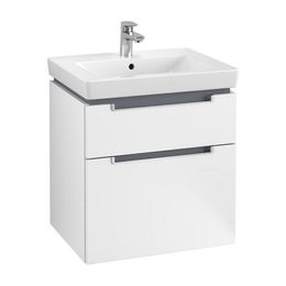Villeroy & Boch Villeroy & Boch Subway 2.0 Waschtisch-Unterschrank A90900MS 58,7x59x45,4cm, 2 Ausz&uuml;ge, Griff silbermatt, wei&szlig; matt