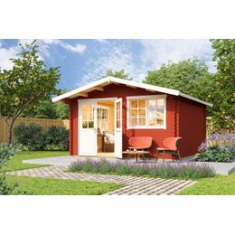 Gartenhaus Lasita Maja, rot, Holzwerkstoff, Gartenh&auml;user, "Norderney 3", Blockbohlenhaus 40 mm, Fundamentmass 3900 x 3900, Schwedenrot