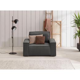 Sessel Home Affaire, B:120cm H:85cm T:86cm, grau, 100% Polyester, Wohnzimmer, Sessel, "SHERWOOD, Love-Seat in 3 Stoffarten verf&uuml;gbar", passend zur