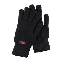 HEATKEEPER Herren Strickhandschuhe, schwarz, Gr. SM, unifarben, Kunstfaser, Handschuhe, Thermohandschuhe mit elastischem B&uuml;ndchen