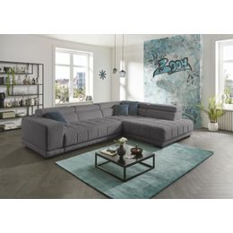 Ecksofa DIE PLANBAR, B:323cm H:73cm T:222cm, grau, 100% Polyester, Wohnzimmer, Sofas, "MP-IN15053 L-Form breiter Schenkel", wahlweise mit