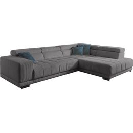 Ecksofa DIE PLANBAR, B:323cm H:73cm T:222cm, grau, 100% Polyester, Wohnzimmer, Sofas, "MP-IN15053 L-Form breiter Schenkel", wahlweise mit