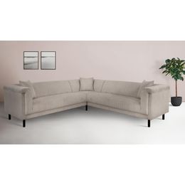 Ecksofa Home Affaire, B:244cm H:71,5cm T:244cm, grau, 100% Polyester, Wohnzimmer, Sofas, "AGNIA L-Form B/T/H: 244/244/71 cm", incl. Zierkissen,