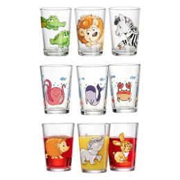 Ritzenhoff & Breker Kinderbecher "Kindergläser Tiere 205 ml 9er Set bunt", bunt, RITZENHOFF & BREKER, Trinkgefäße