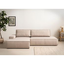 Ecksofa Home Affaire, B:275cm H:85cm T:167cm, beige, 100% Polyester, Wohnzimmer, Sofas, "SHERWOOD, Schlafsofa in L-Form offen (275cm), Cord,
