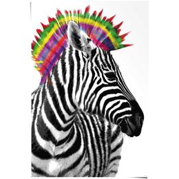 Poster Reinders, B:61cm H:91,5cm, schwarz, Papier, Bilder, "Zebra Punk"