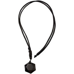 Firetti Damen Kette mit Anh&auml;nger "Schmuck Geschenk Halsschmuck Halskette Hexagon", Acryl Nylon, L: 66 B: 3mm, schwarz, Acryl, Nylon, B:3mm,