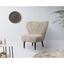 Sessel, B:84cm H:92cm T:83cm, beige, LeGer Home by Lena Gercke, 100% Polyester, Wohnzimmer, Sessel, "Dinah", Knopfheftung im R&uuml;cken, wahlweise mit